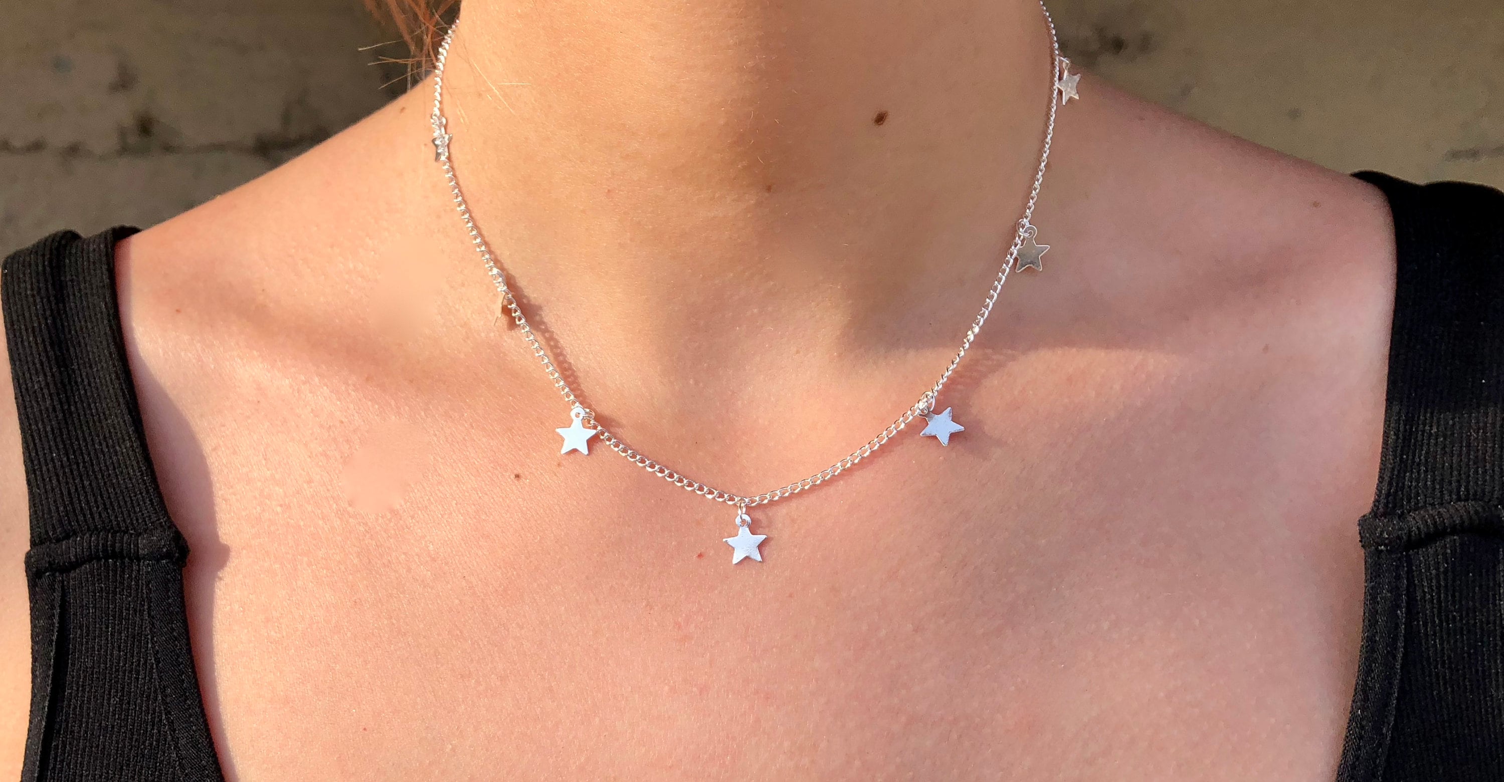 Layering Gold, Silver & Black Star Choker, Minimal Necklace, Dainty ...
