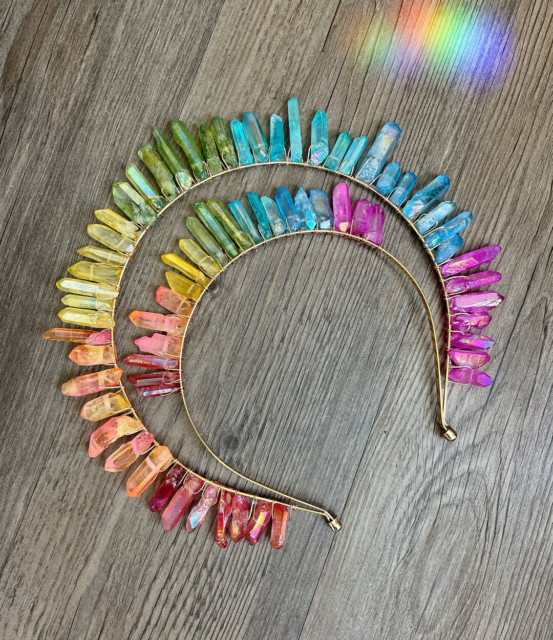 Rainbow Double Halo Crown 7 Chakra Crystal Quartz Eclectic - Etsy