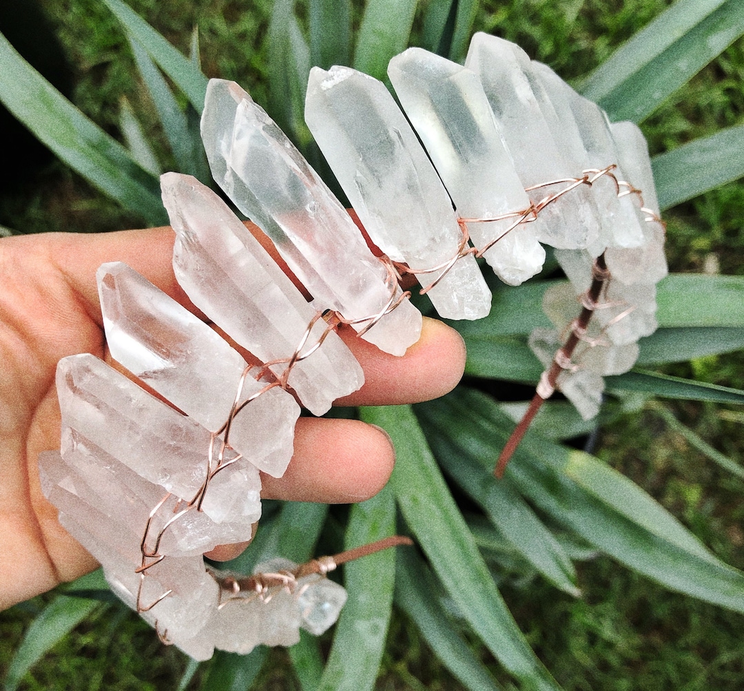 Crystal Crown Clear Raw Matte Quartz Tiara White Quartz Crown, Quartz Wedding Crown, Quartz ...