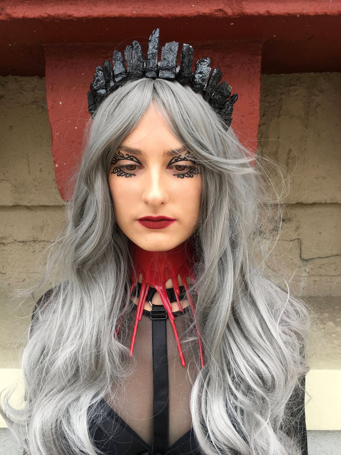 The Black Cauldron raw Black Tourmaline Crystal Crown Goth - Etsy