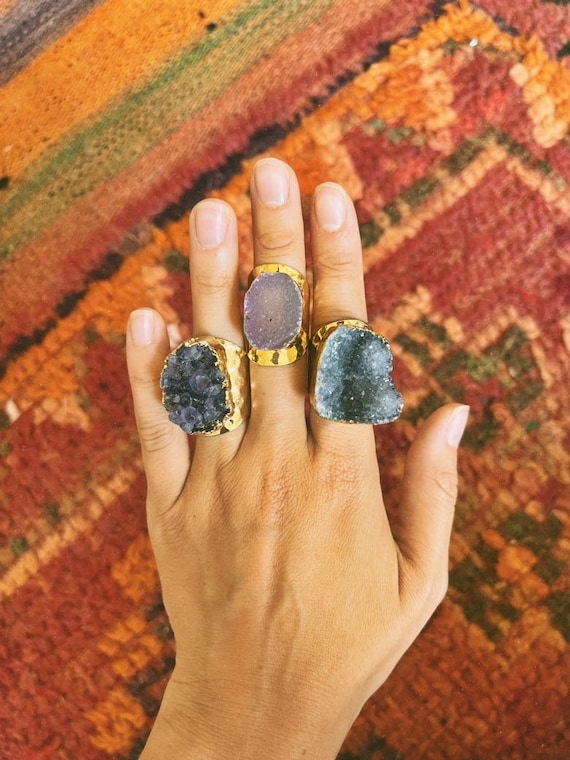 Purple Druzy Statement Ring Adjustable. One Size Fits All. - Etsy