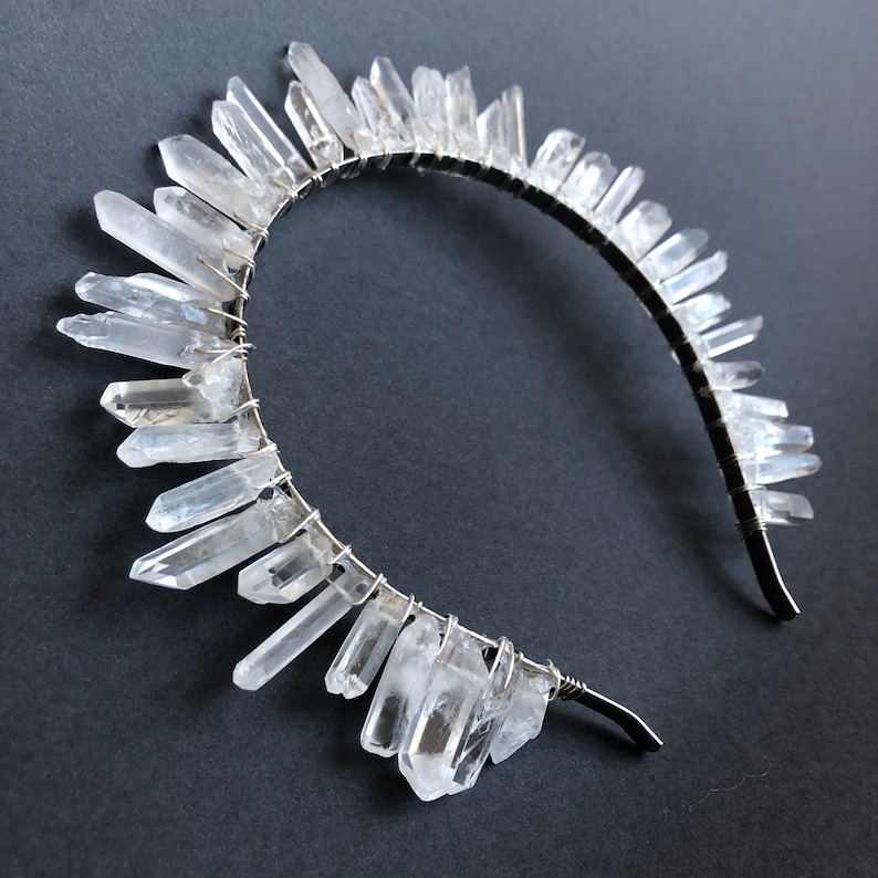 Short Spiked Crystal Halo Crown Raw Clear Crystal Quartz - Etsy