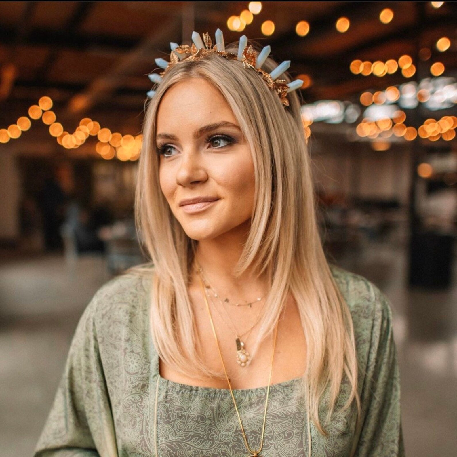The Athena Halo Crown - [leaf Opalite, Rose Quartz, Onyx Crystal Crown ...