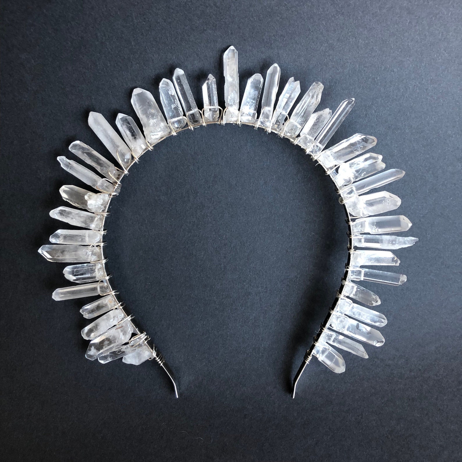 Short Spiked Crystal Halo Crown Raw Clear Crystal Quartz - Etsy