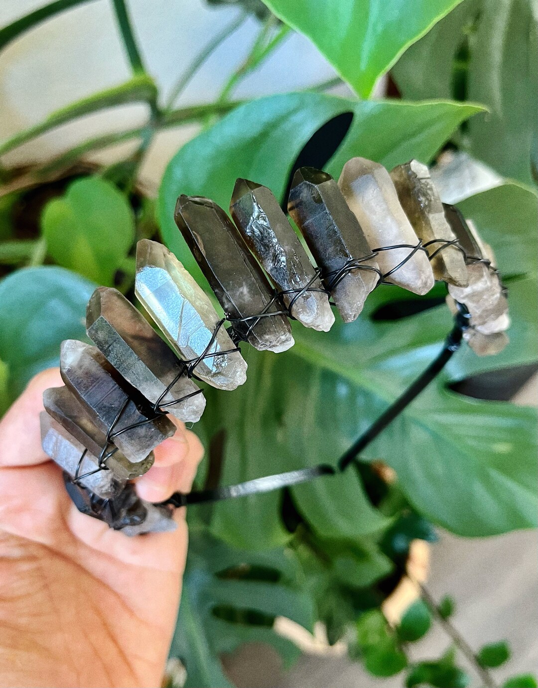 Smoky Quartz Crown, Smoky Quartz Tiara, Black Crystal Crown, Black ...