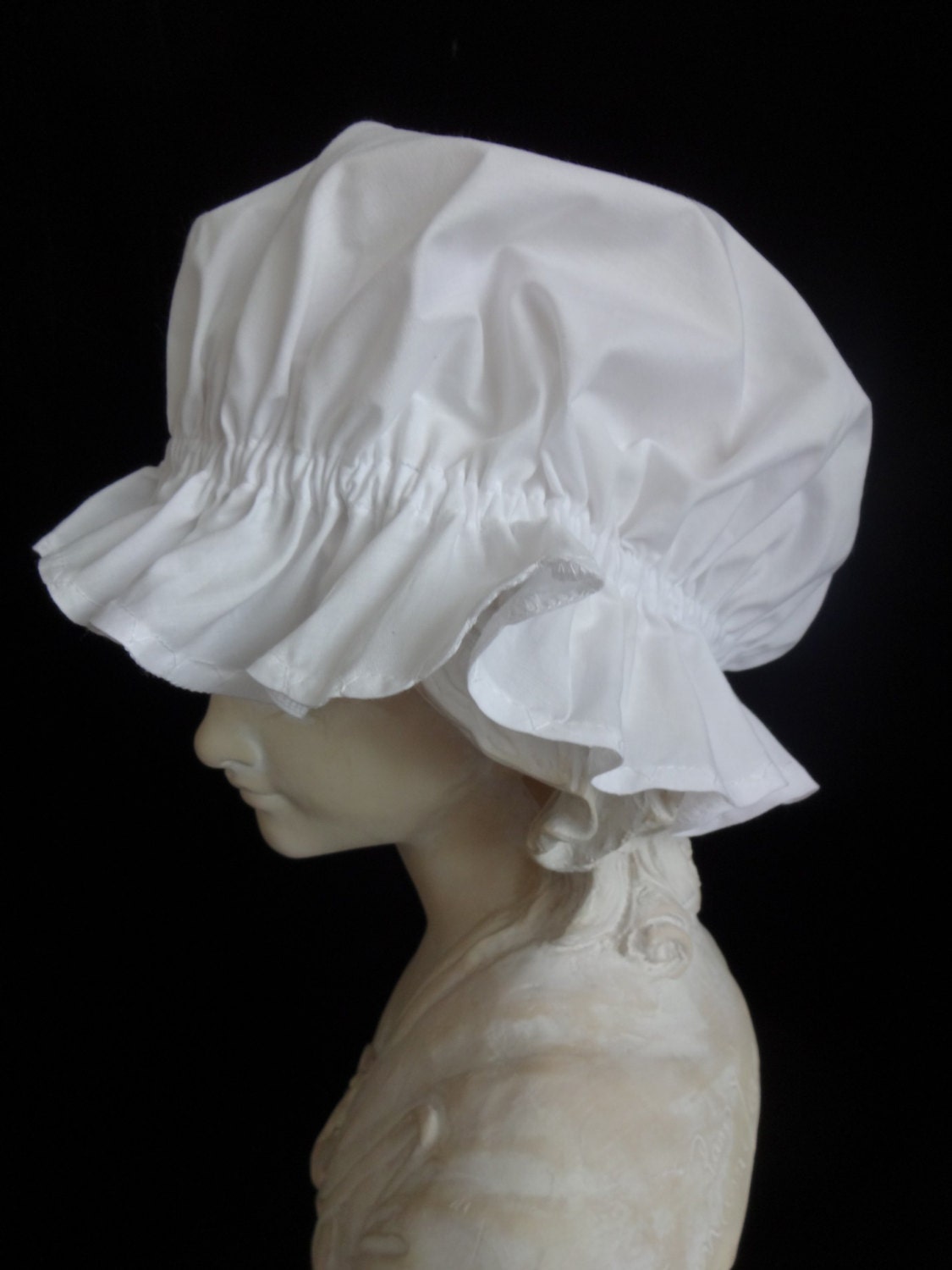 Adult Victorian Renaissance Colonial White Cotton Muffin Mop Hat Cap ...
