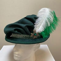 White Velour Medieval HAT BERET With Feather Tudor Renaissance Artist ...