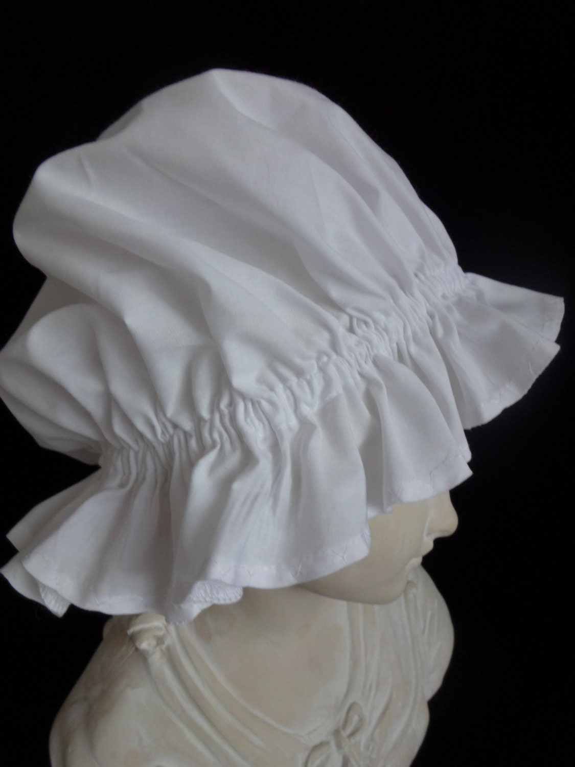 Adult Victorian Renaissance Colonial White Cotton Muffin Mop Hat Cap ...