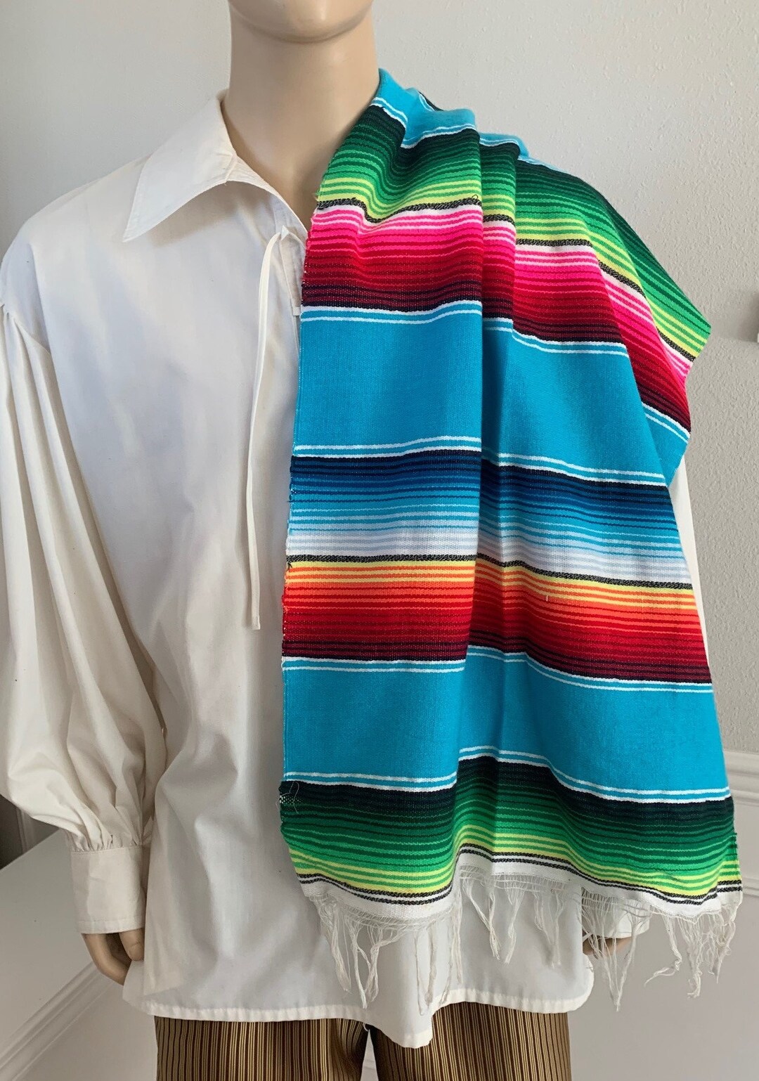 New Adult Mexican Woven Stripe Blanket Serape Vest Costume - Etsy