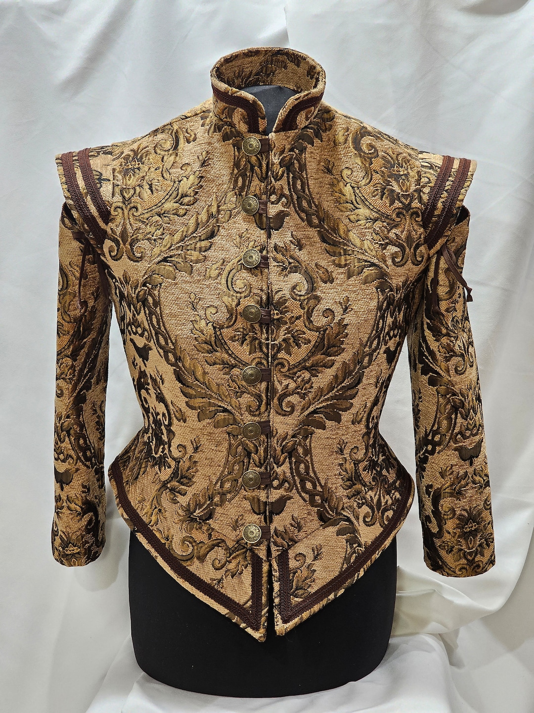 Authentic Renaissance Elizabethan Brown and Gold Doublet With Removable ...