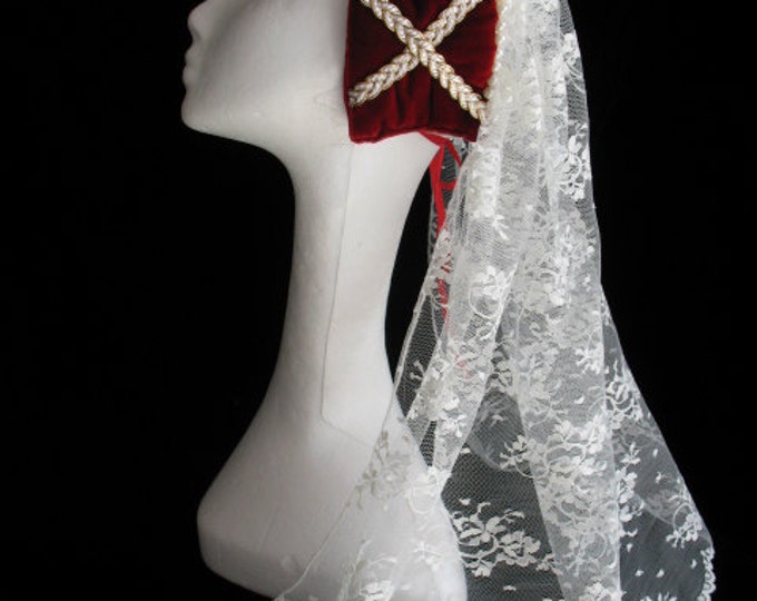 New Red Velvet Renaissance Medieval Tudor Elizabethan Cosplay Women's ...