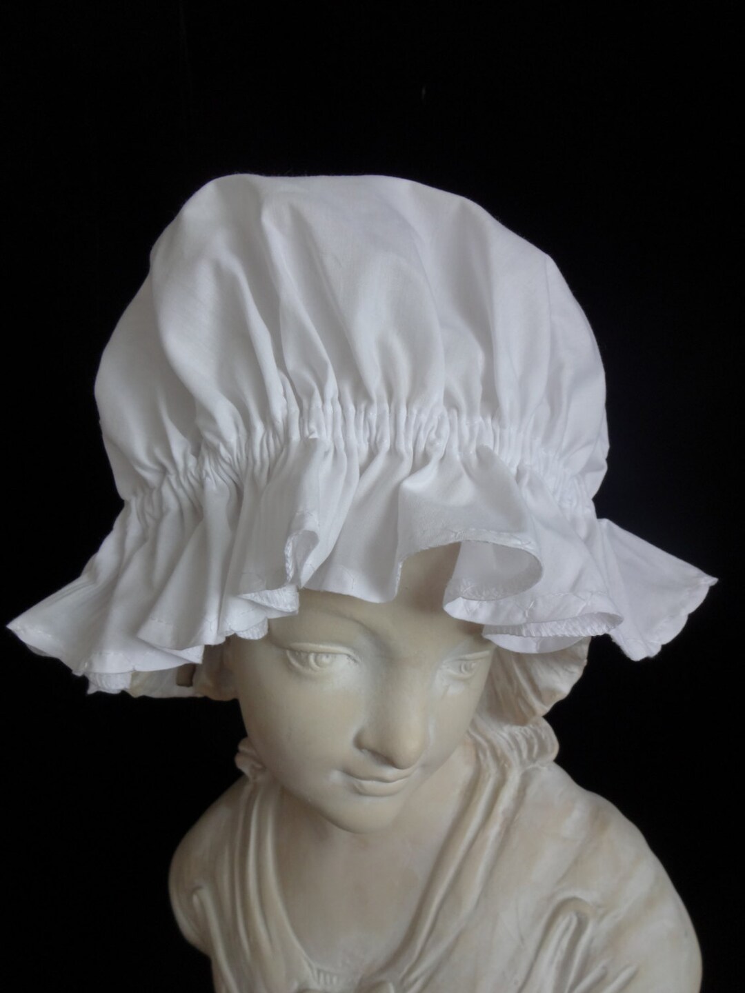 Adult Victorian Renaissance Colonial White Cotton Muffin Mop Hat Cap ...