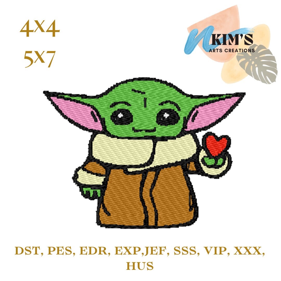 Grogu With Heart - Embroidery Design - Etsy