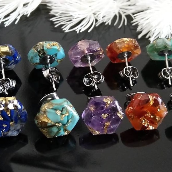 Resin Stud Earrings - Etsy