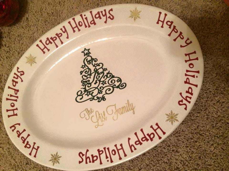 Personalized Christmas Platter Happy Holidays Platter | Etsy