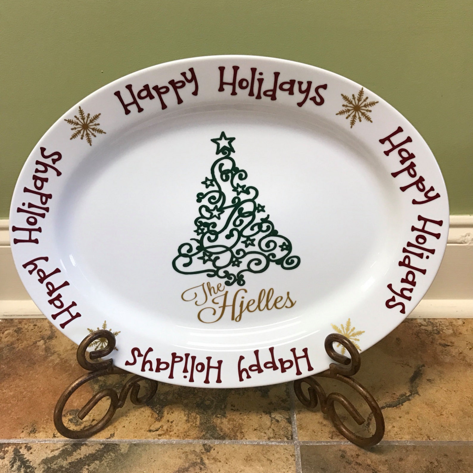 Personalized Christmas Platter Happy Holidays Platter - Etsy