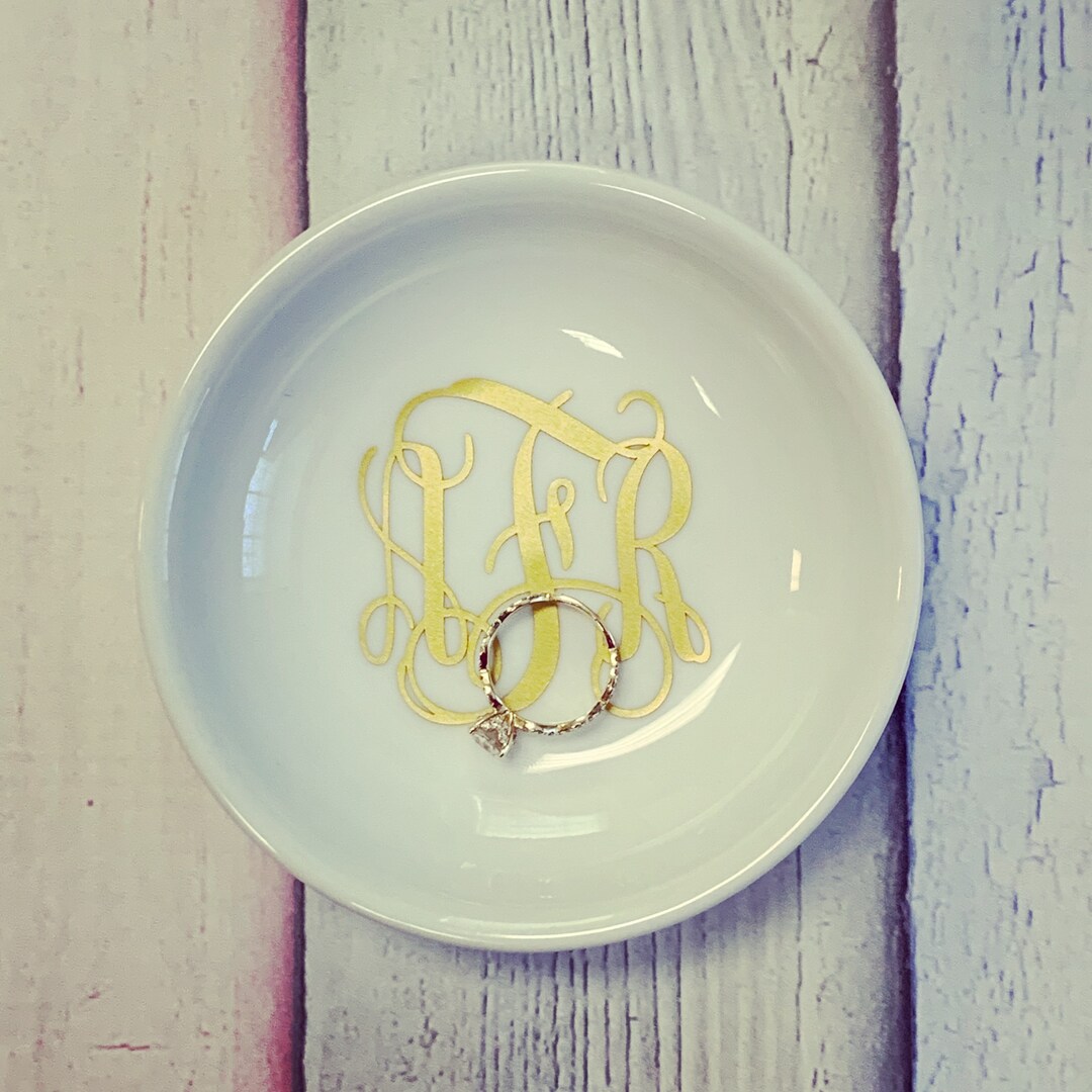 Personalized Monogram Jewelry Dish, Ring Holder, Personalized Ring Dish ...