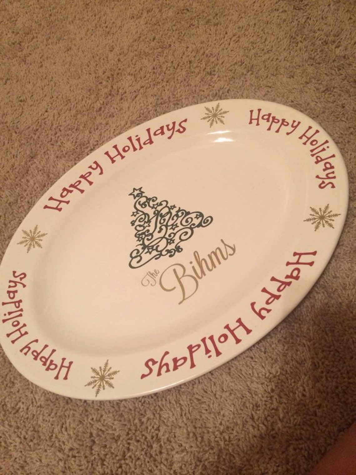 Personalized Christmas Platter Happy Holidays Platter | Etsy