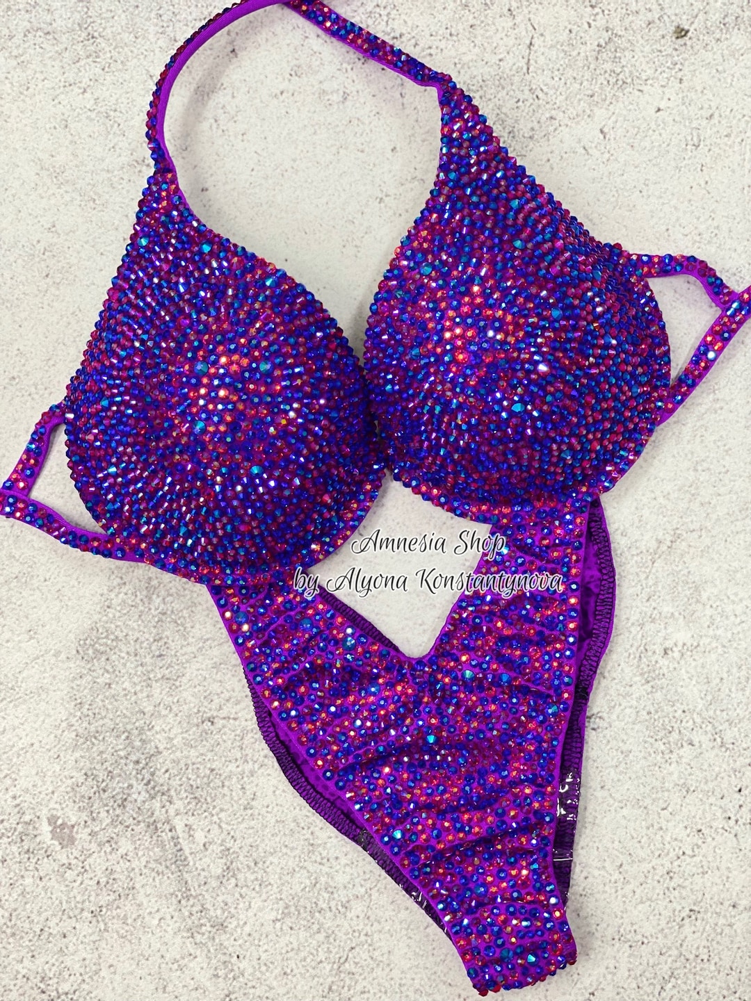 Violet Competition Bikini Set - Rhinestone Fitness - NPC - IFBB - WBFF ...