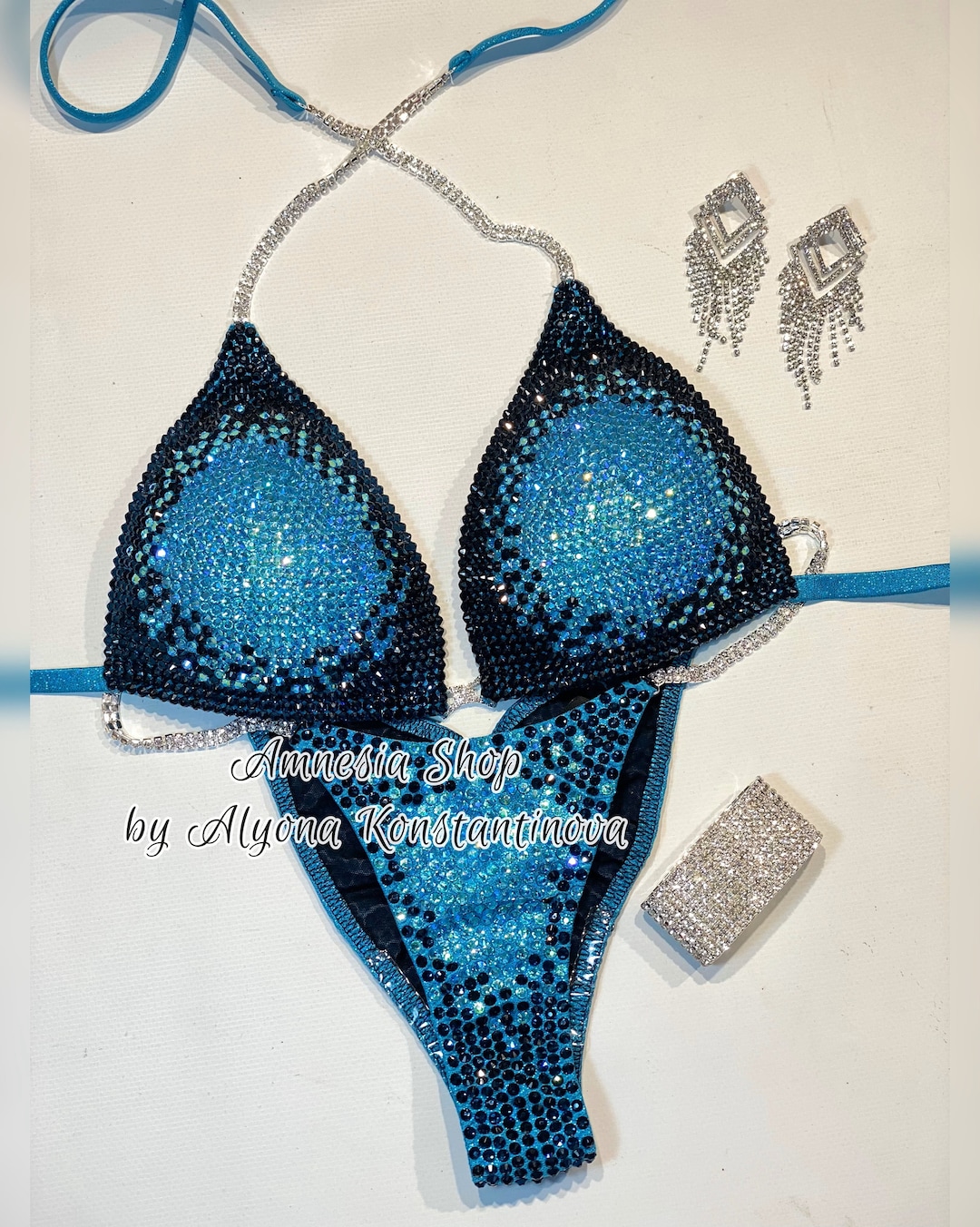 Competition Set Rhinestone Fitness NPC IFBB WBFF Figure Competition Suit Posing Suit Sw ...