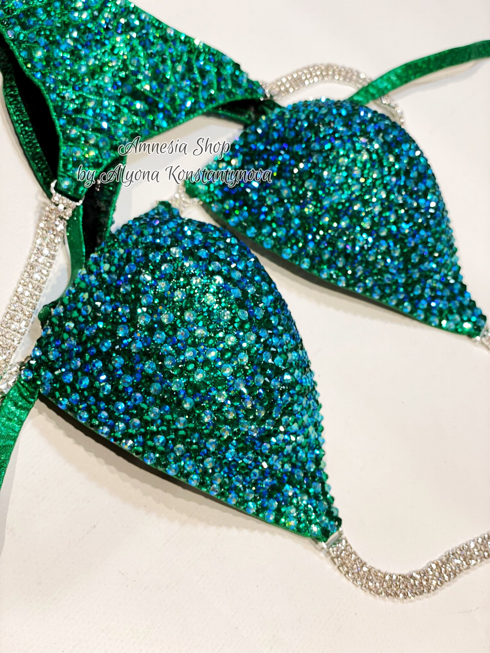 Green Competition Bikini Set - Rhinestone Fitness - NPC - IFBB - WBFF ...