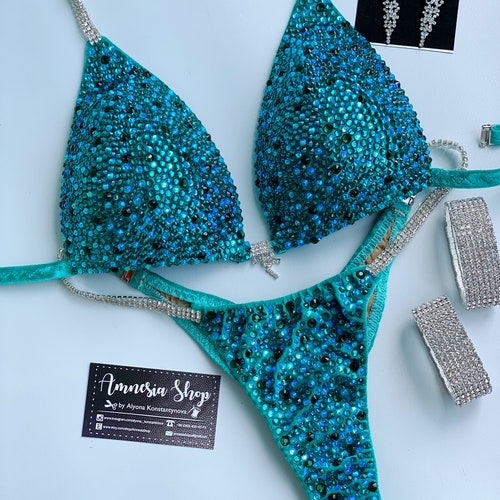 Competition Bikini Set Rhinestone Fitness NPC Bikini Suit | Etsy