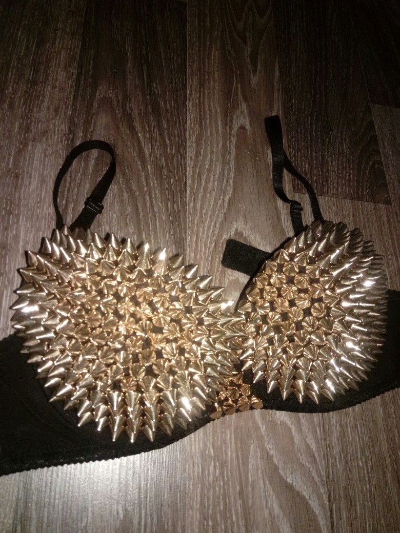 Bra Spikes Sexy Bra Gold Spikes Rave Disco Bra Bra EDC | Etsy