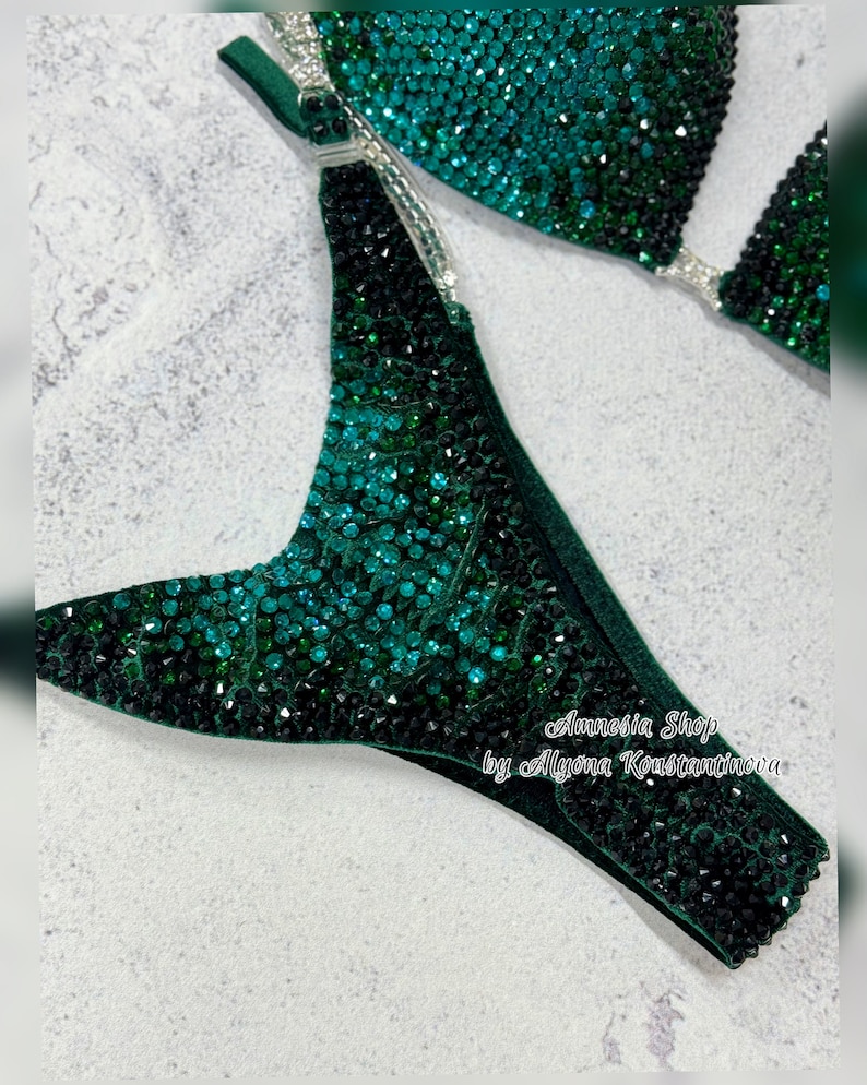 Green Competition Bikini Set - Rhinestone Fitness - NPC - IFBB - WBFF ...