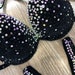 Black Bikini Competition Bikini Set Rhinestone Fitness Velvet Figure ...