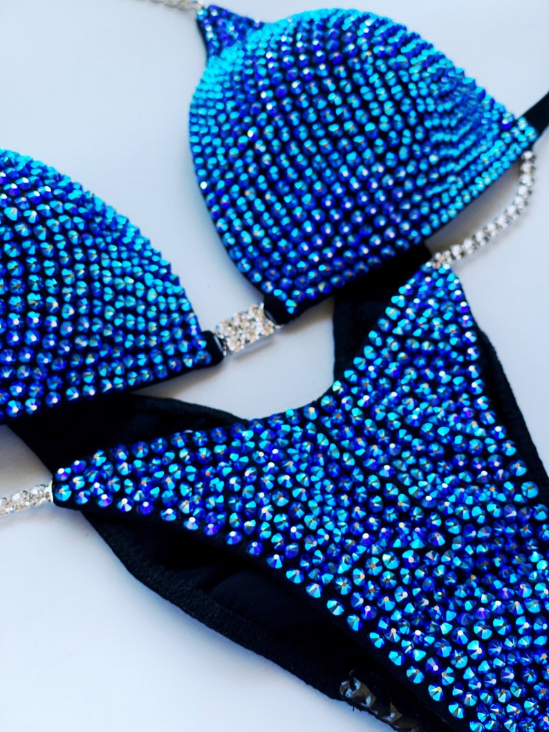 Blue Competition Bikini Set Rhinestone Fitness NPC IFBB - Etsy