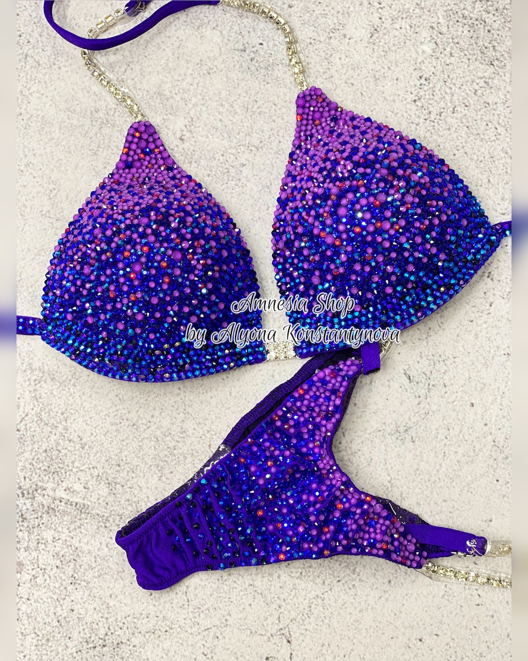 Neon Competition Set - Rhinestone Fitness - NPC - IFBB - WBFF - Figure ...