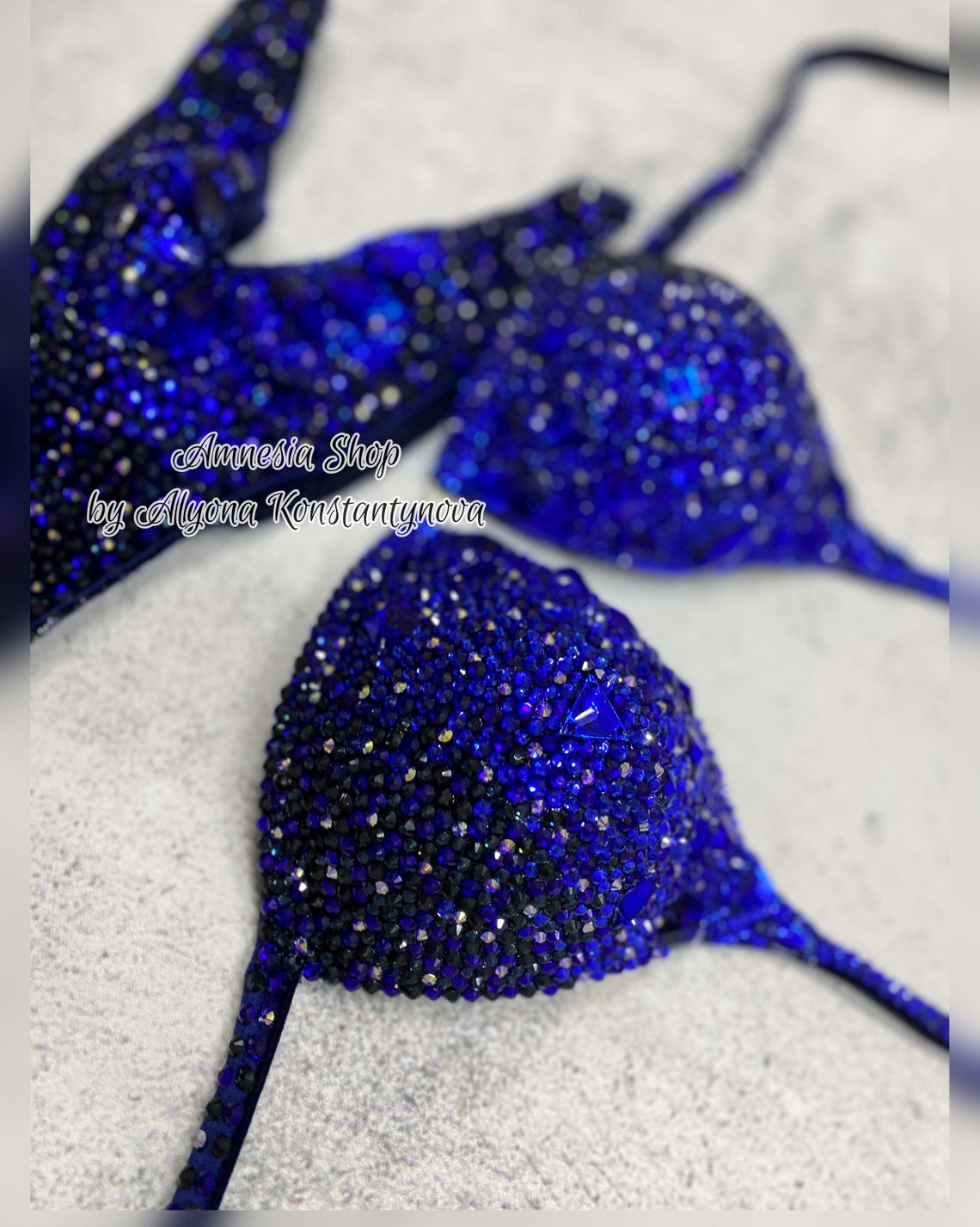 Blue Competition Bikini Set - Rhinestone Fitness - NPC - IFBB - WBFF ...