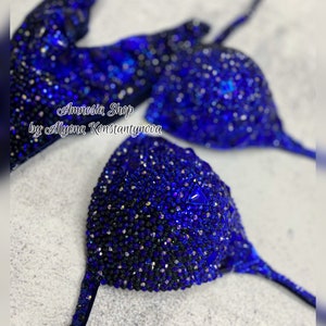 Blue Competition Bikini Set - Rhinestone Fitness - NPC - IFBB - WBFF ...