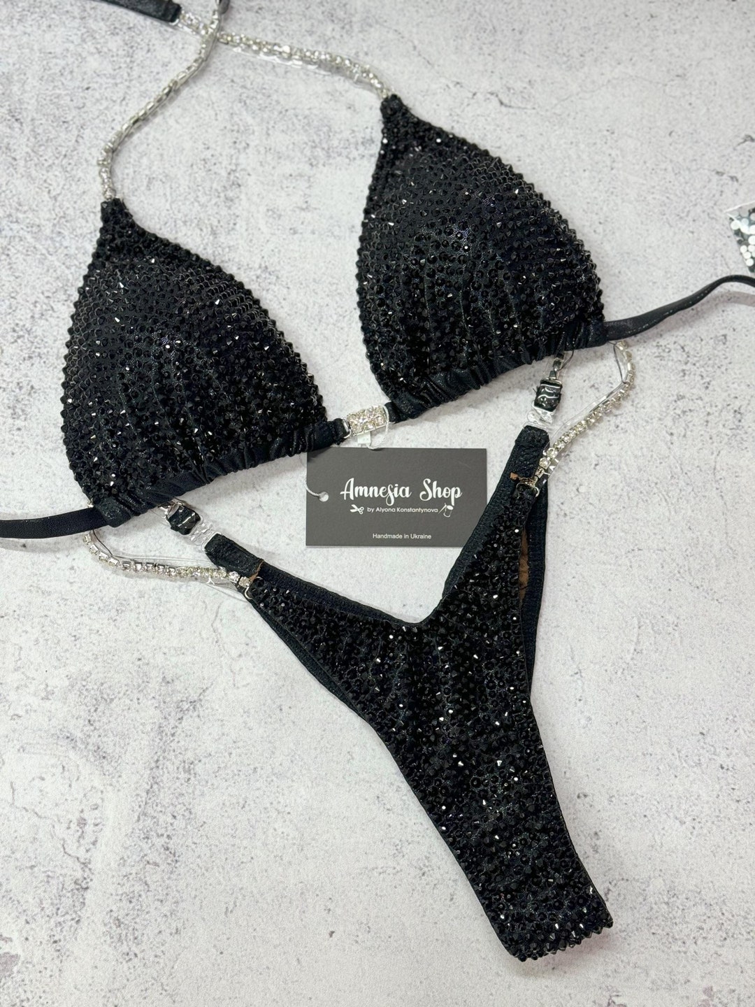 Black Competition Bikini Set - Rhinestone Fitness - NPC - IFBB - WBFF ...