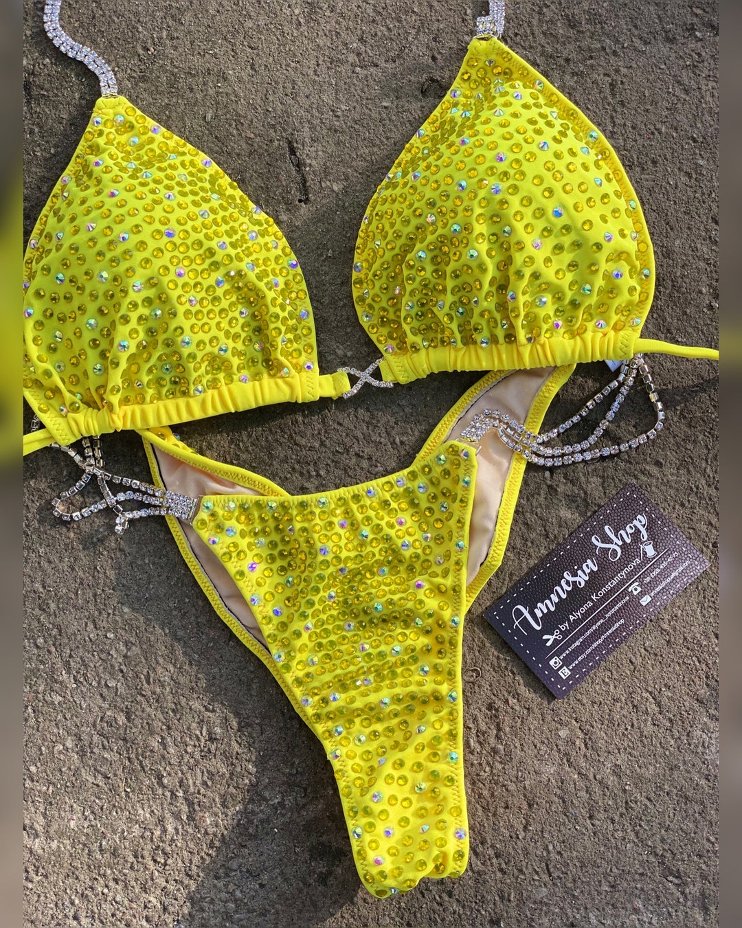 Yellow Competition Bikini, Competition Set, Figure Bikini, Competition ...
