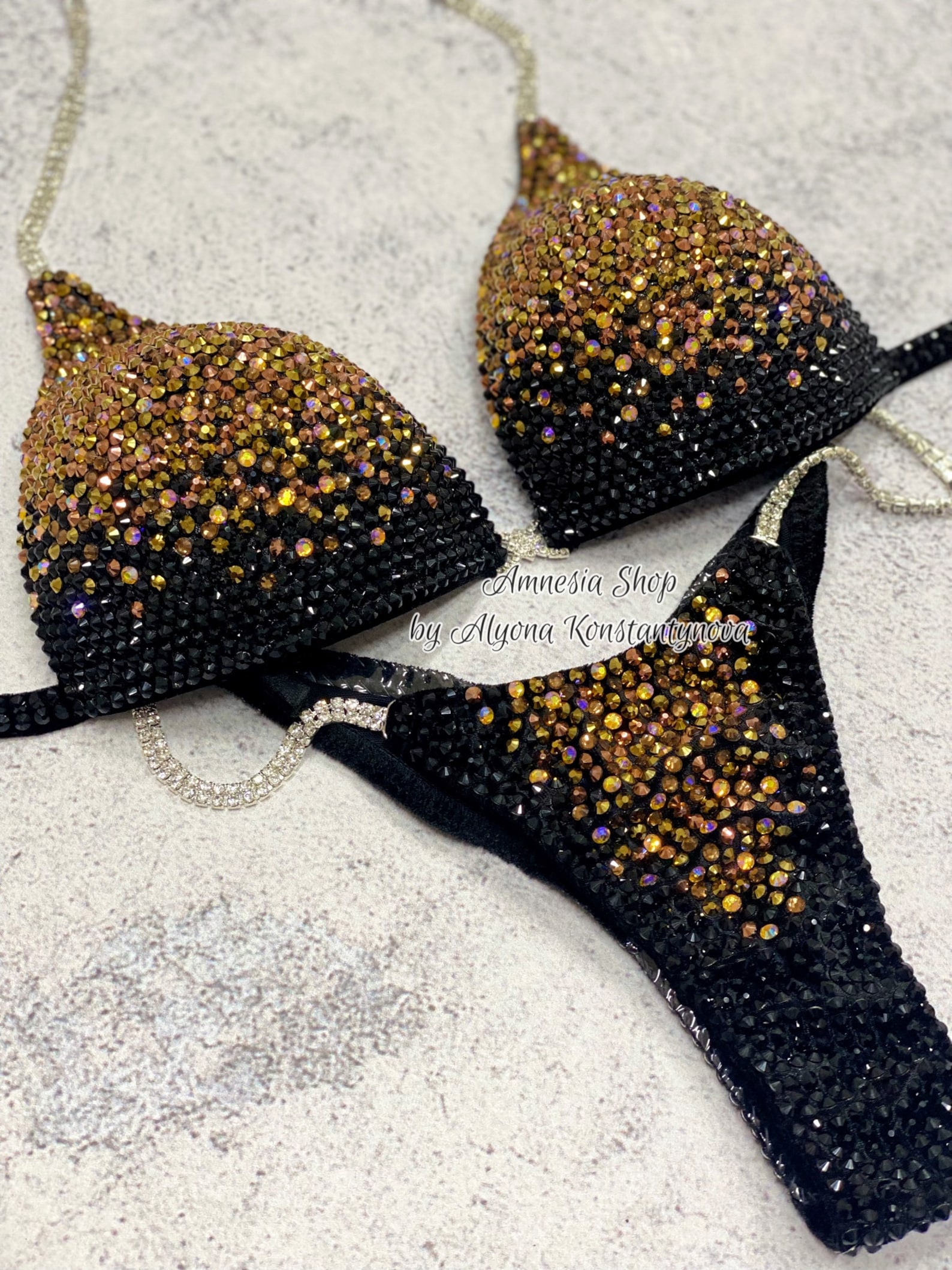Black Gold Competition Bikini Suit Competition Set Figure - Etsy