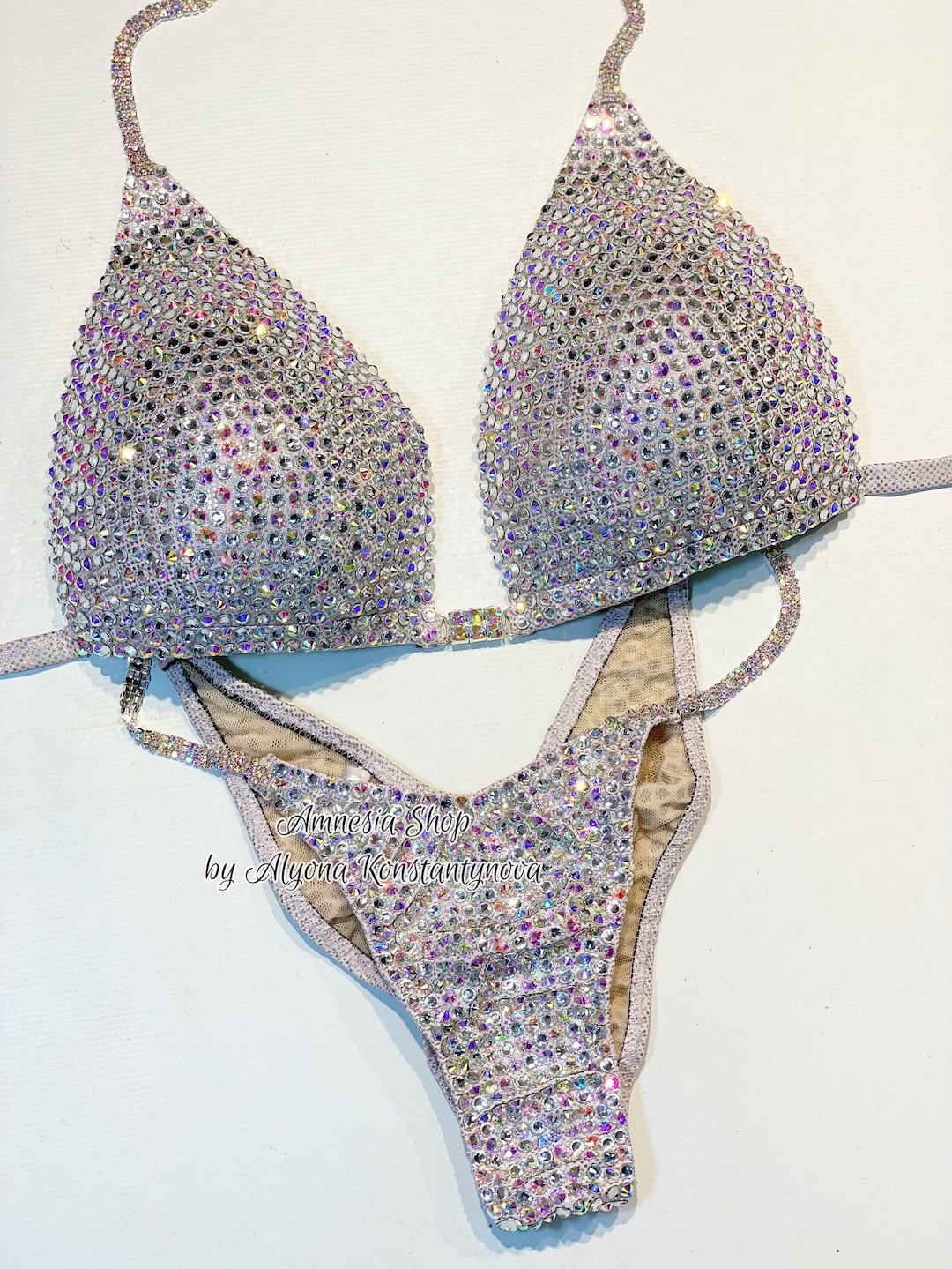 White Competition Set - Rhinestone Fitness - NPC - IFBB - WBFF - Figure ...