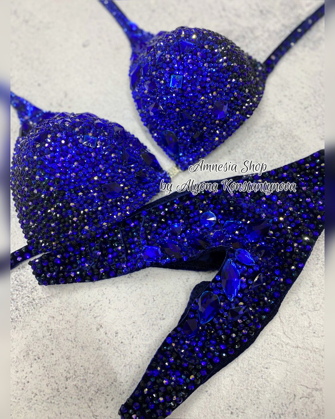 Blue Competition Bikini Set - Rhinestone Fitness - NPC - IFBB - WBFF ...