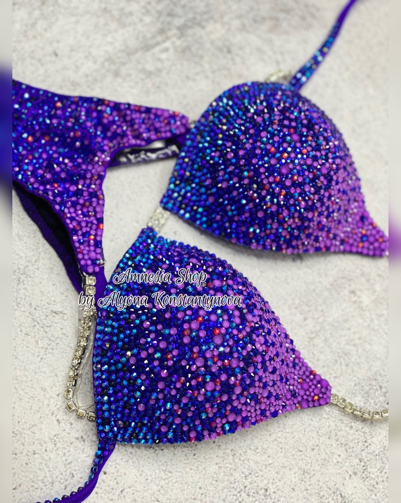Neon Competition Set - Rhinestone Fitness - NPC - IFBB - WBFF - Figure ...