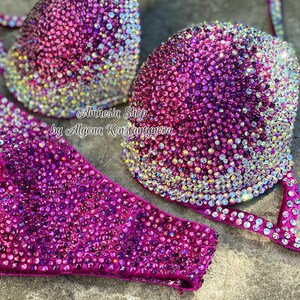 Pink Competition Bikini Set - Rhinestone Fitness - Figure Bikini - IFBB ...