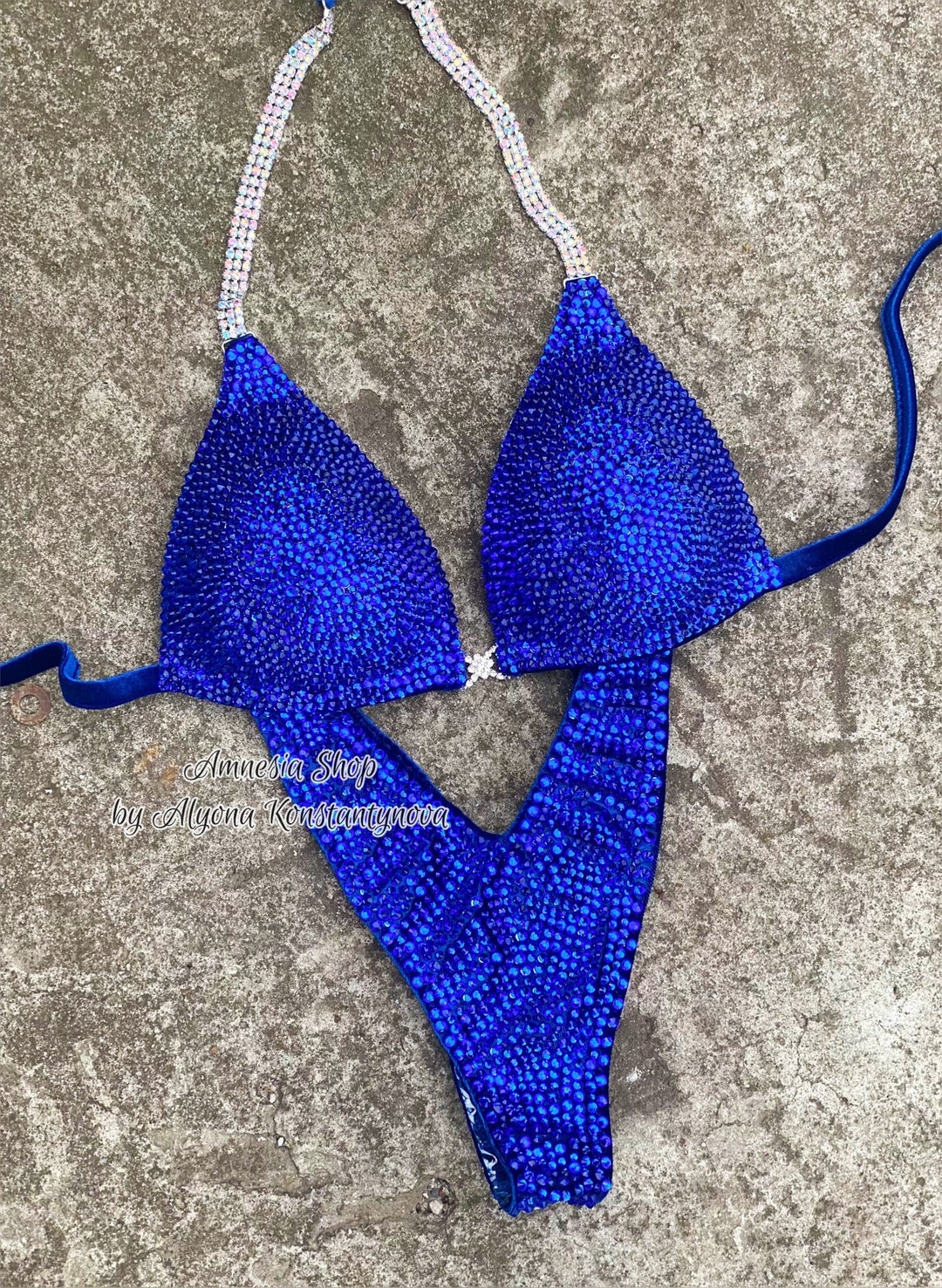 Blue Competition Bikini Set - Rhinestone Fitness - NPC - IFBB - WBFF ...