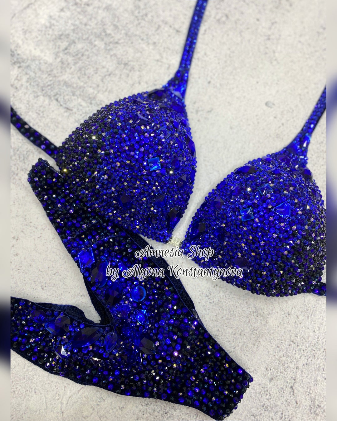 Blue Competition Bikini Set - Rhinestone Fitness - NPC - IFBB - WBFF ...