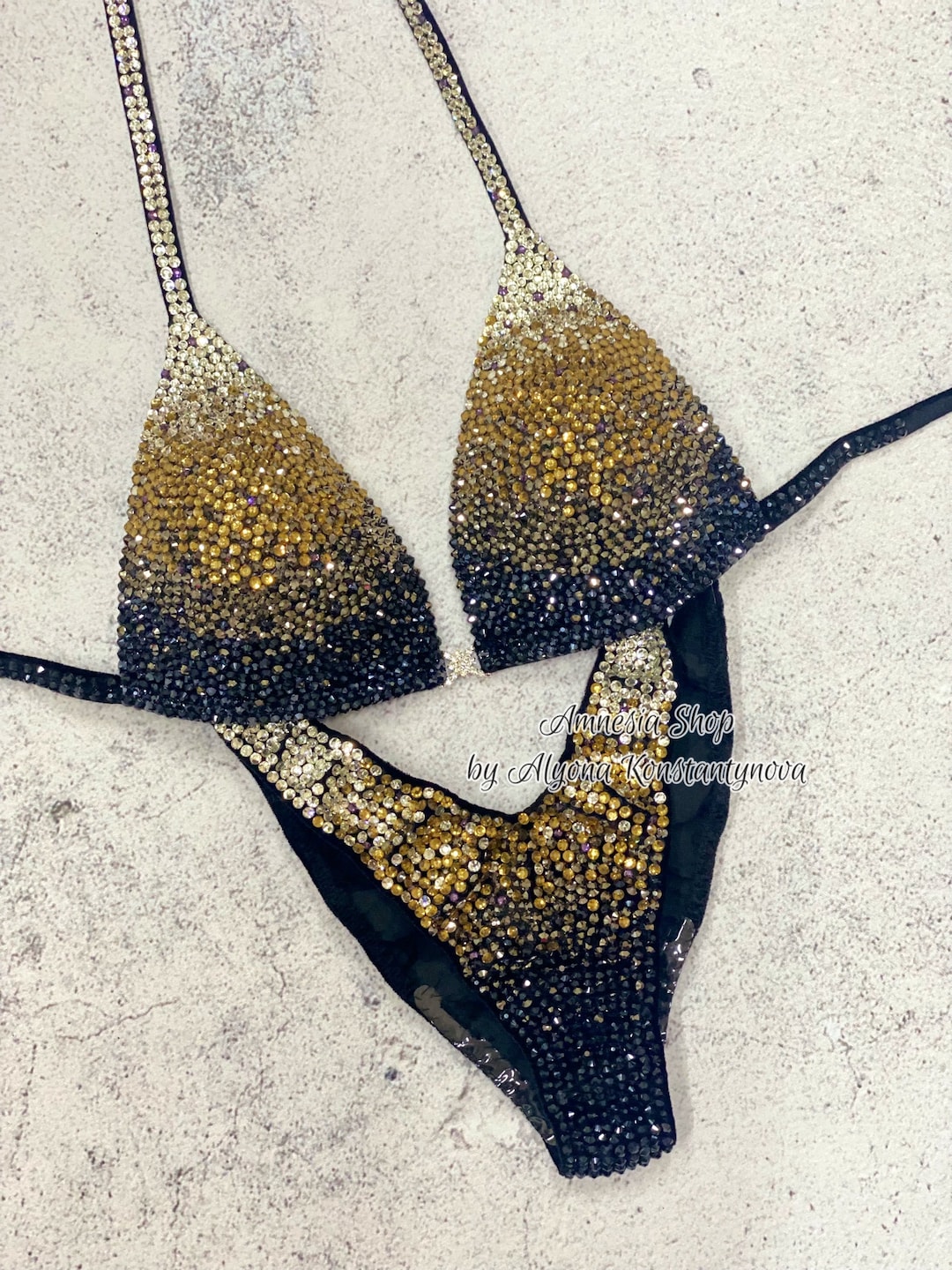 Graphite-gold Fitness Bikini, Competition Set, Figure Bikini, Bikini ...