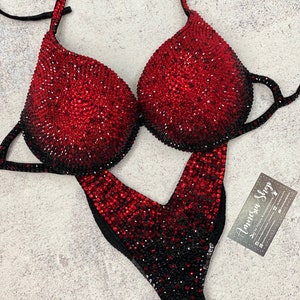 Competition Bikini Set Rhinestone Fitness NPC IFBB WBFF Posing Suit ...