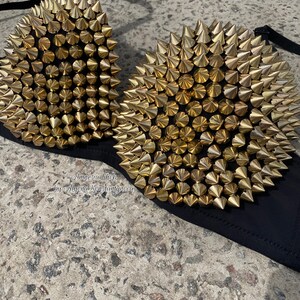 Bra Spikes, Sexy Bra, Gold Spikes, Rave, Disco Bra Bra, EDC, Luxury ...