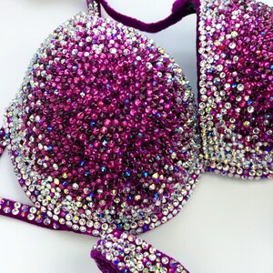 Pink Competition Bikini Set Rhinestone Fitness NPC IFBB - Etsy