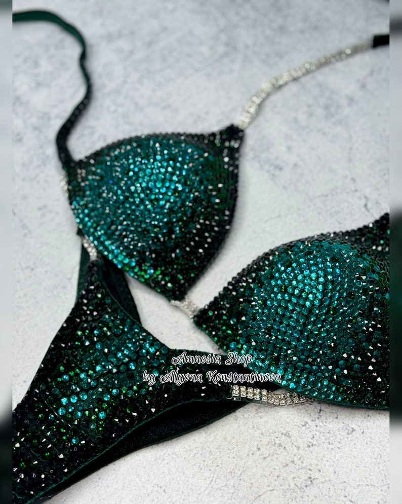 Green Competition Bikini Set - Rhinestone Fitness - NPC - IFBB - WBFF ...
