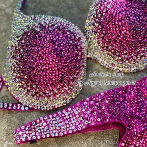 Pink Competition Bikini Set - Rhinestone Fitness - Figure Bikini - IFBB ...
