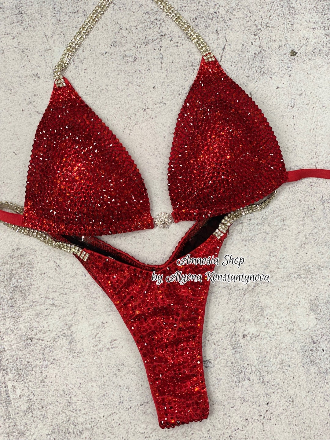 Red Competition Bikini Suit, Competition Set, Figure Bikini, Posing ...