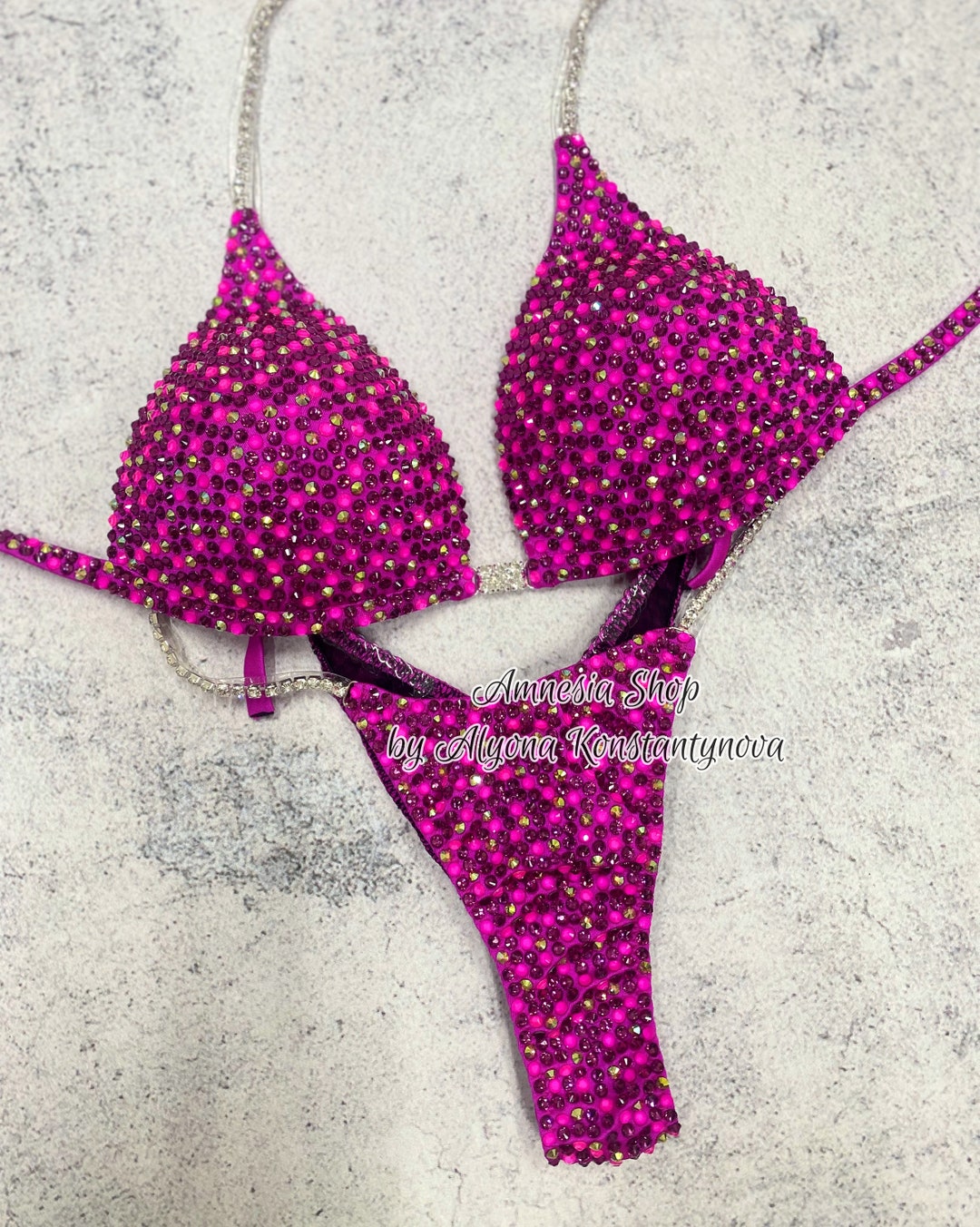 Neon Pink Competition Set - Rhinestone Fitness - NPC - IFBB - WBFF ...